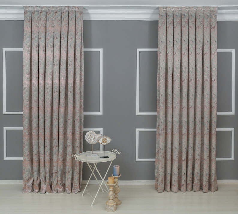Patterned Dusty Rose Luxury Window Curtain Panel, Color Options, Modern ...