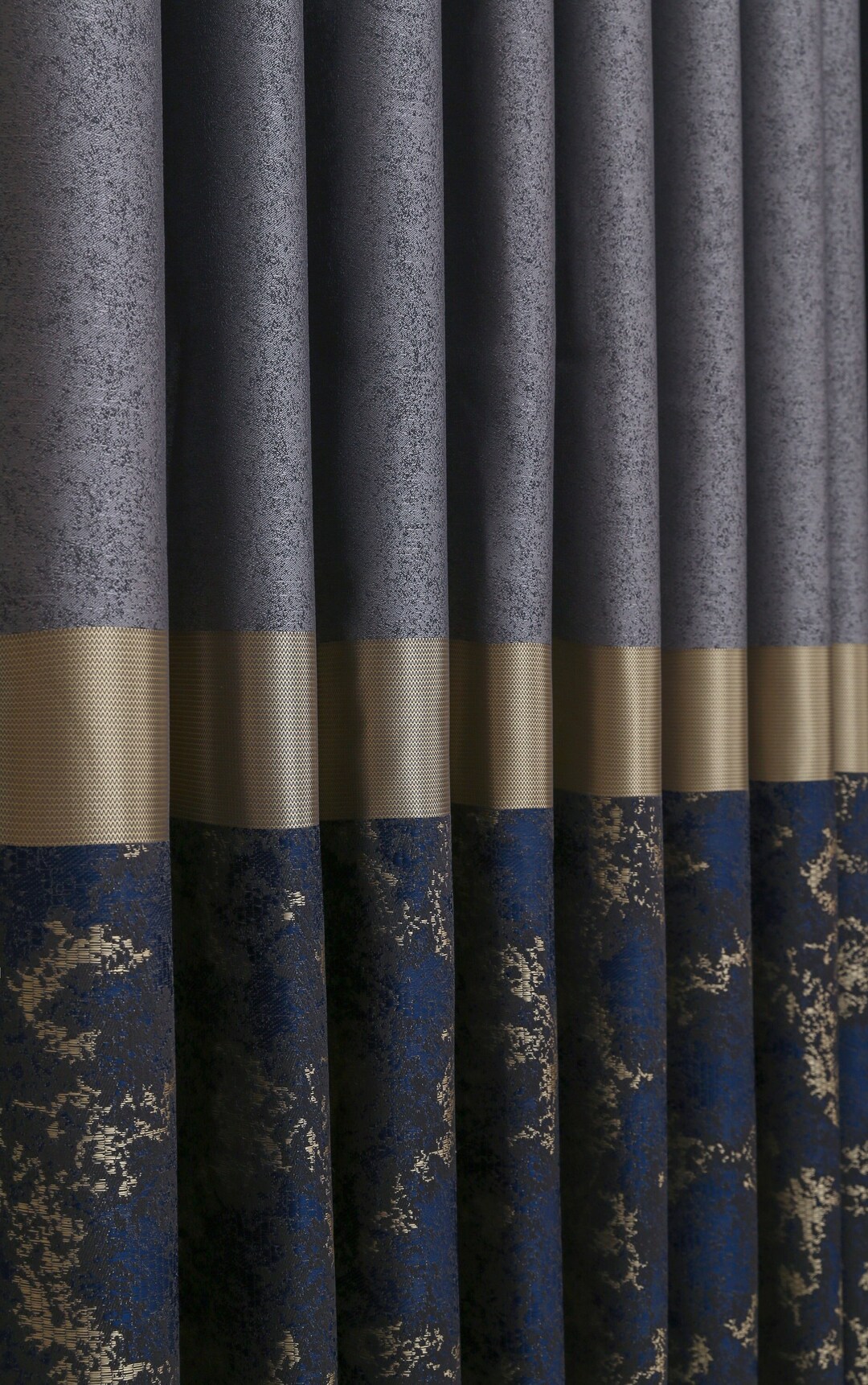 Gold Striped Luxury Design Window Curtain Panel, Color Options, Pleated ...