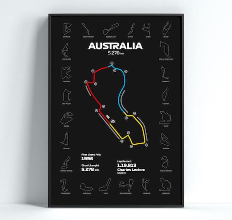 F1 Australia Circuit / F1 Circuit Poster, Motorsport Decoration, F1 Fan ...