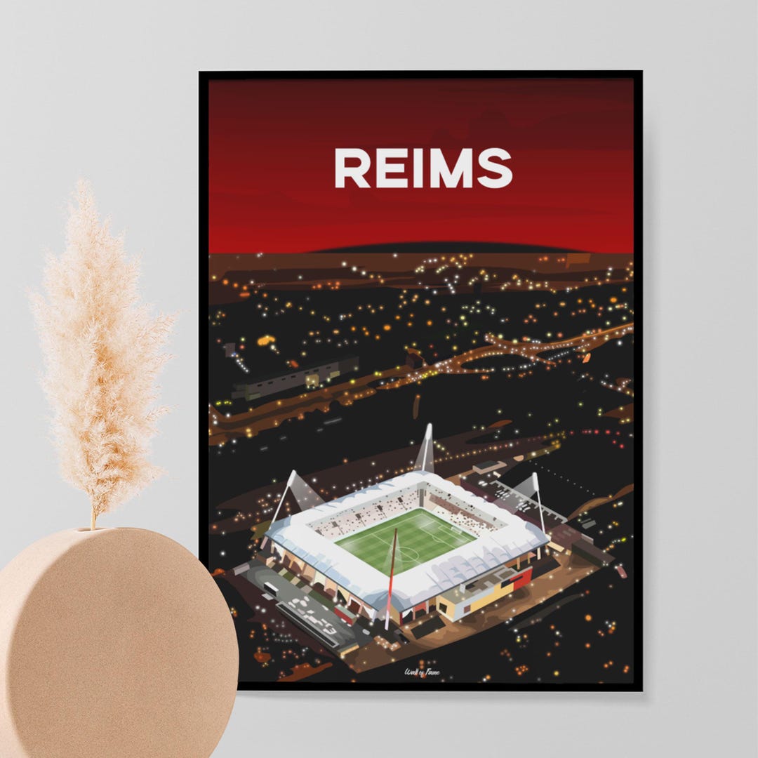 Stade De Reims Football Poster Poster of the Auguste Delaune Stadium ...