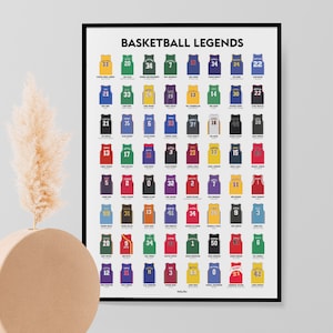 Basketball Legends Original Poster - 64 Best NBA Players All-time With ...