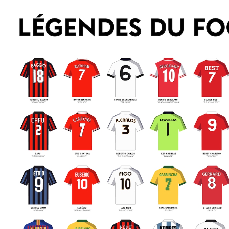 Affiche les Légendes du Football Poster meilleurs joueurs de foot de l ...