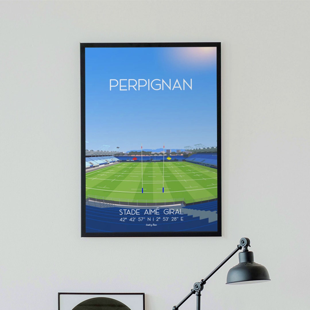 Perpignan Rugby Poster - Poster Stadium Aimé Giral - Wall Decoration ...