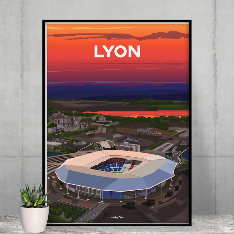 Lyon Football Poster - Aerial View of the Football Stadium for ...