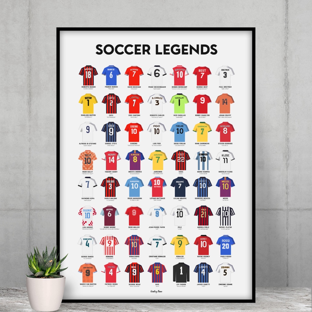 Soccer Legends Poster - Top 56 Best Football Players in History All ...