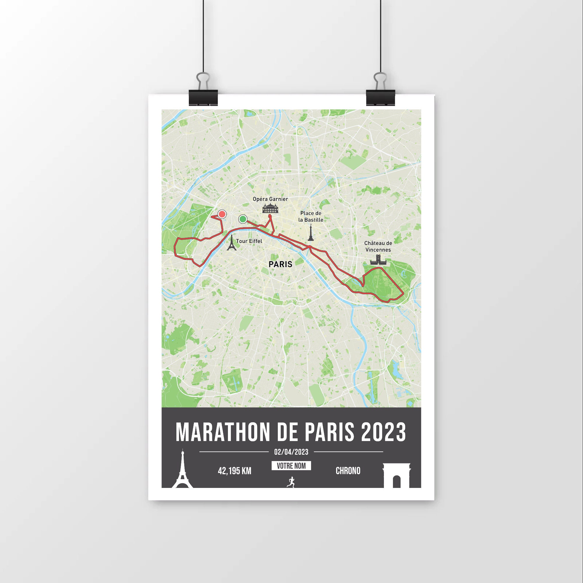 Affiche marathon de Paris 2023 personnalisable Poster à personnaliser ...