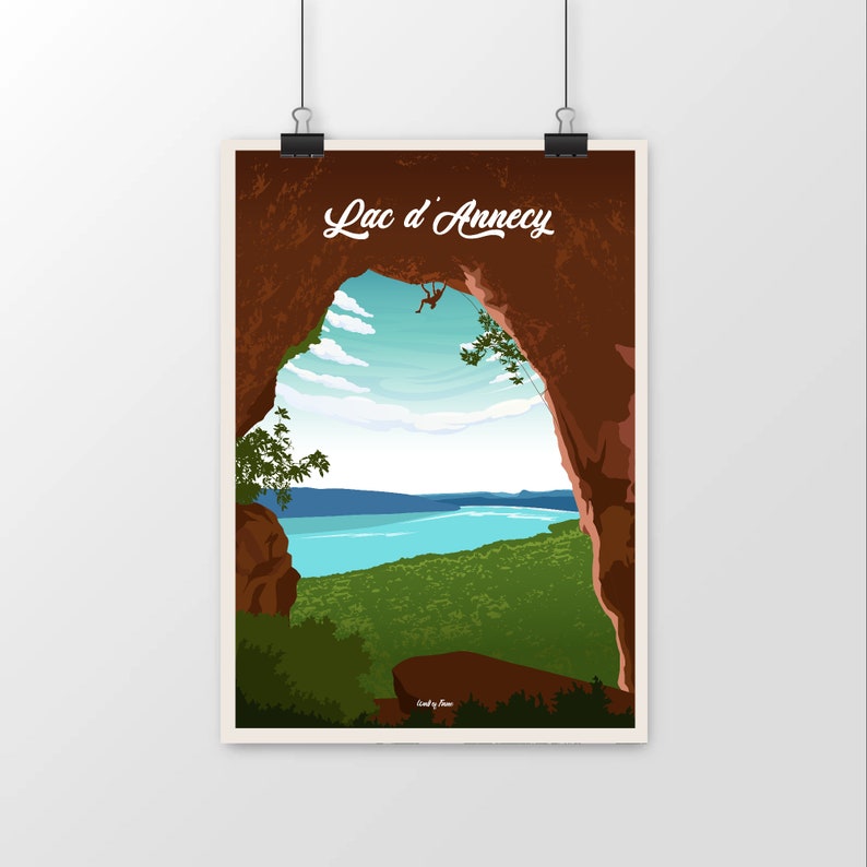 Poster Climbing at Lake Annecy - Outdoor Extreme Sports Poster ...