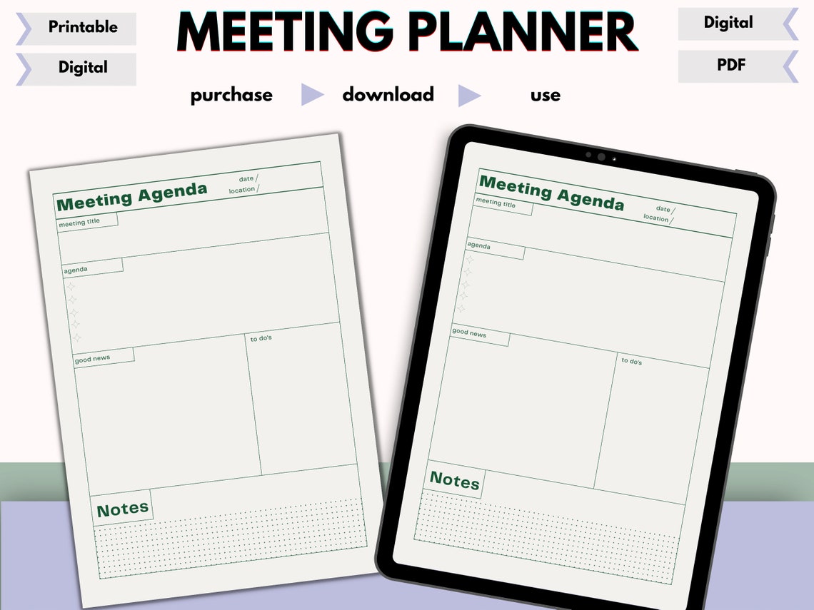 Simple Daily Meeting Planner Printable Meeting Organizer - Etsy