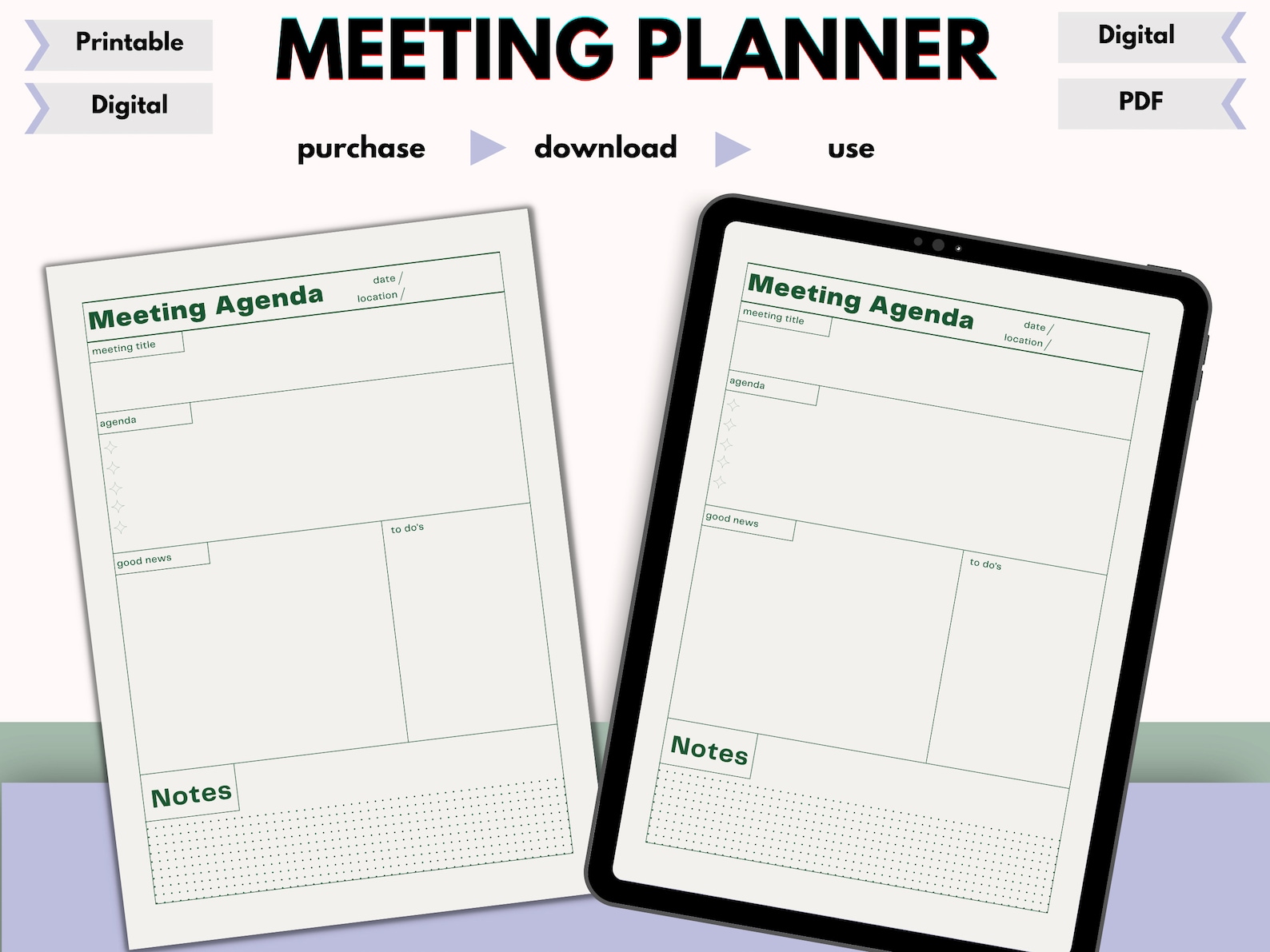 Simple Daily Meeting Planner Printable Meeting Organizer - Etsy