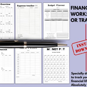 Printable Finance Worksheet, Income Workbook, Printable Expense Tracker ...