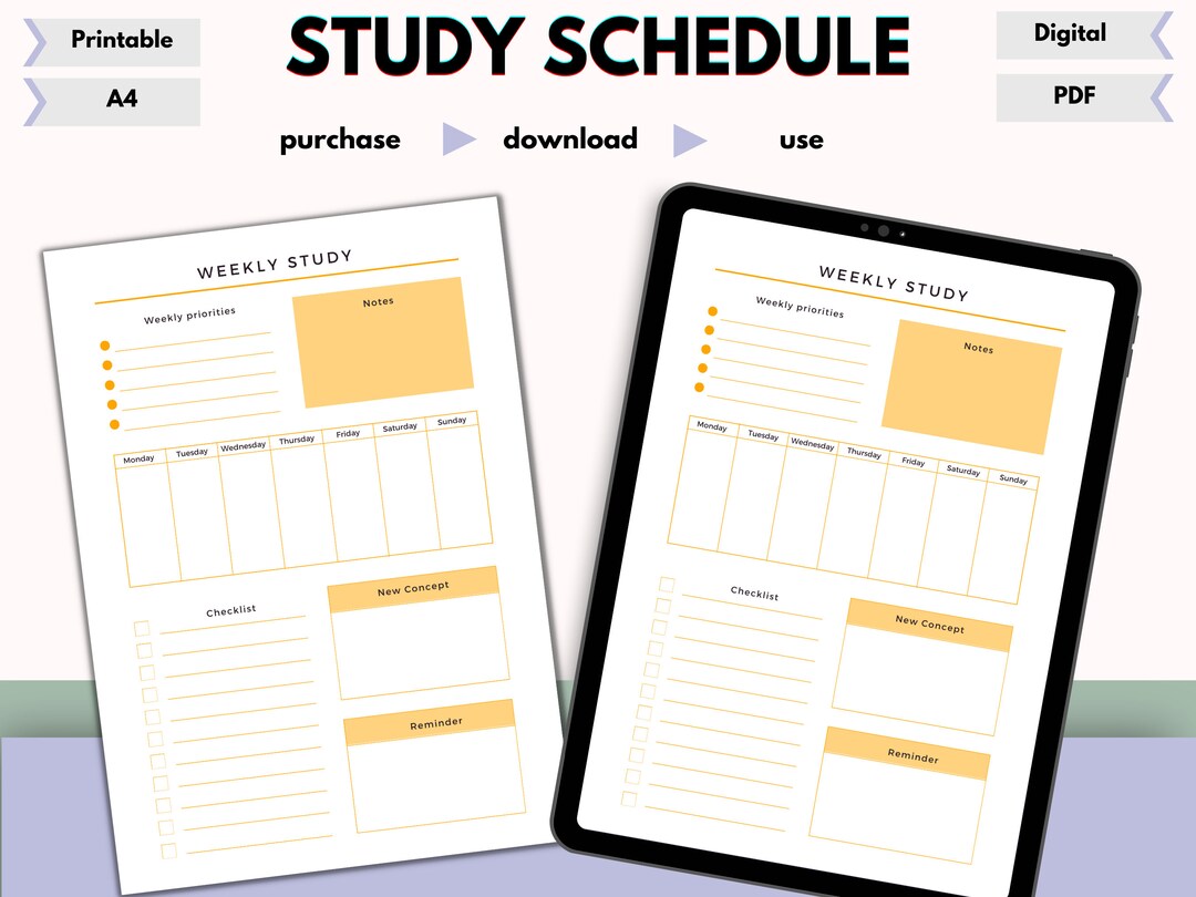 Minimalist Weekly Study Planner, Student Study Plan, Weekly Task Agenda ...
