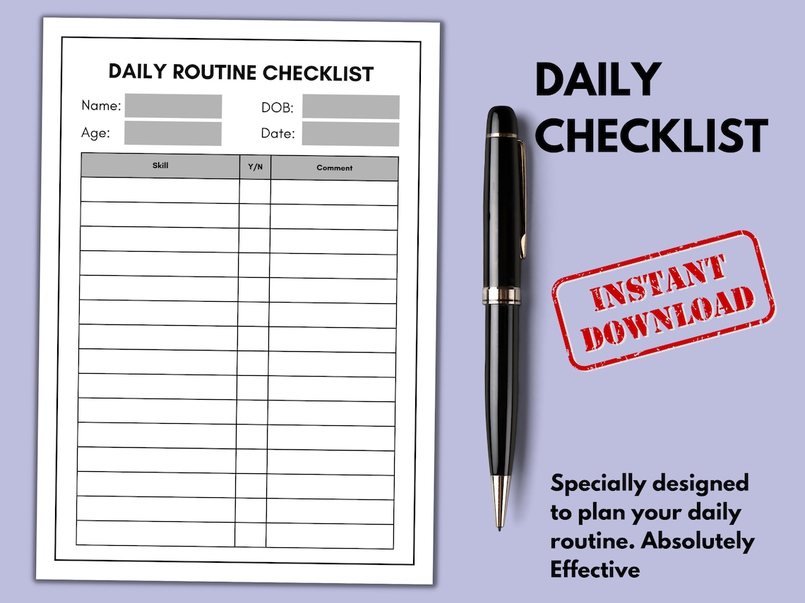 Printable Daily Routine, Daily Checklist Planner, Kids Routine Plan ...