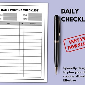 Printable Daily Routine, Daily Checklist Planner, Kids Routine Plan ...