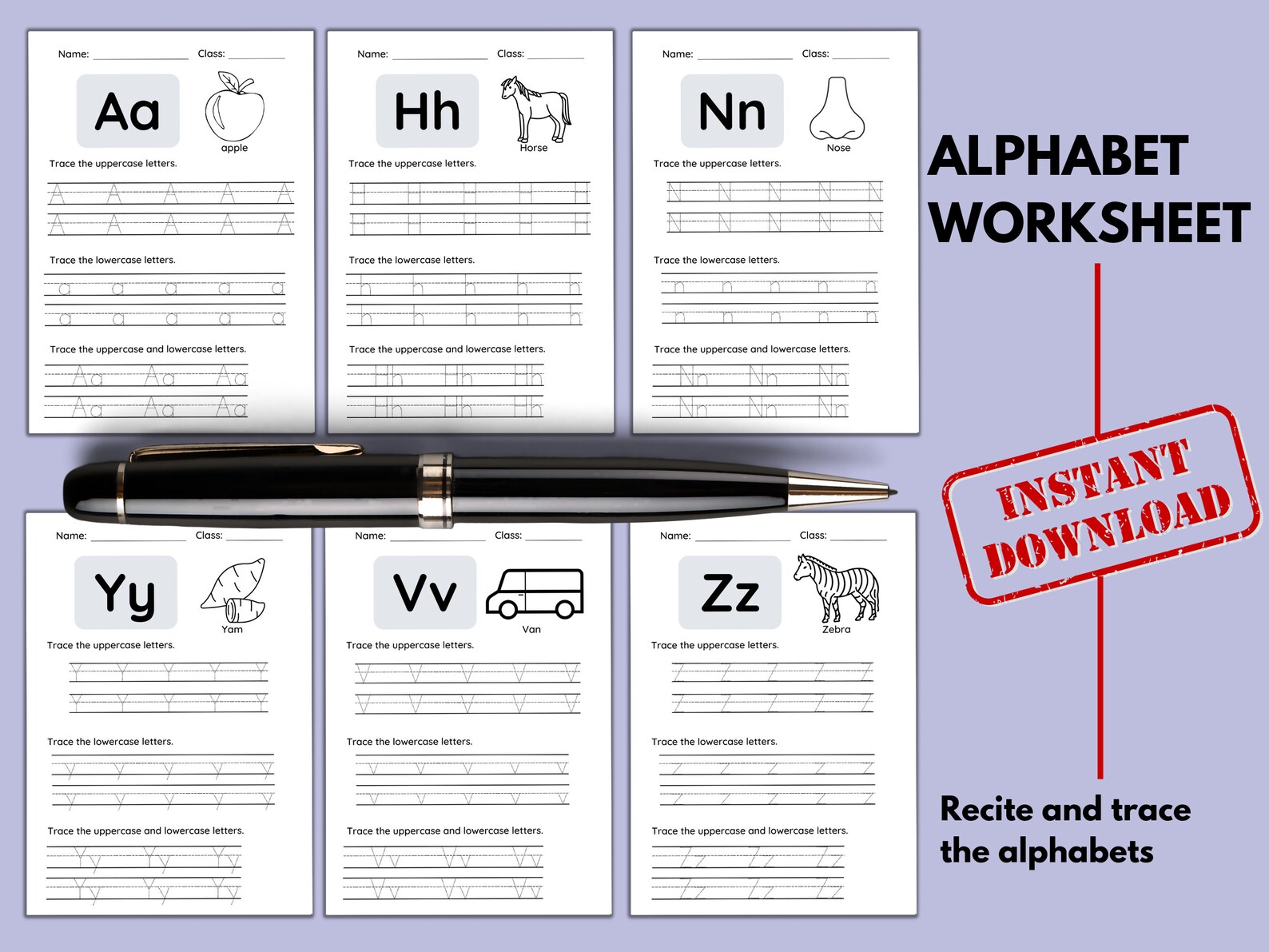 Alphabet Writing and Tracing Worksheet, Letter Worksheet, Handwriting ...