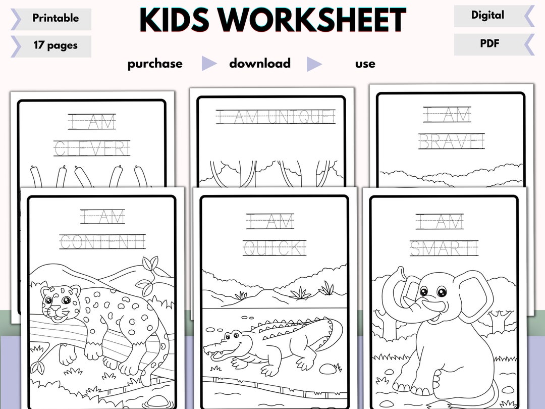 Animal Coloring Workbook, Kids Educational Tracing and Coloring ...