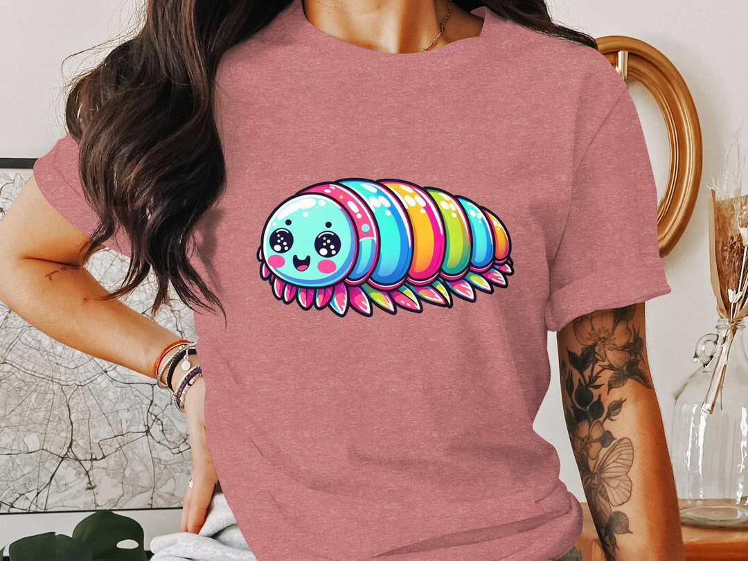 Cute Colorful Kawaii Roly Poly Isopod, Cute Rainbow Isopod Graphic T ...