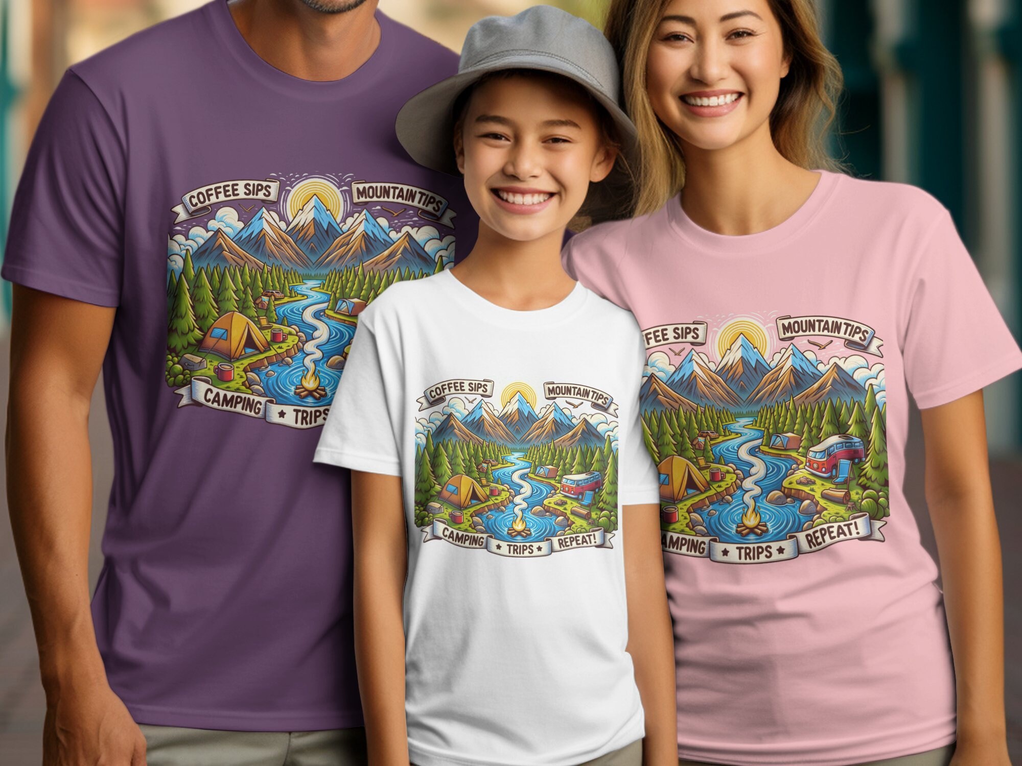 Adventure Camping T-shirt, Outdoor Traveler Tee, Hiking Camp Coffee ...