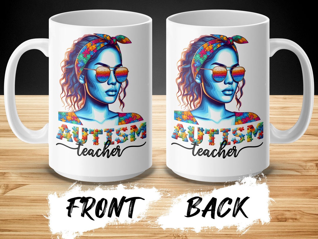 Autism Teacher Colorful Puzzle Design Mug, Awareness Support Gift ...
