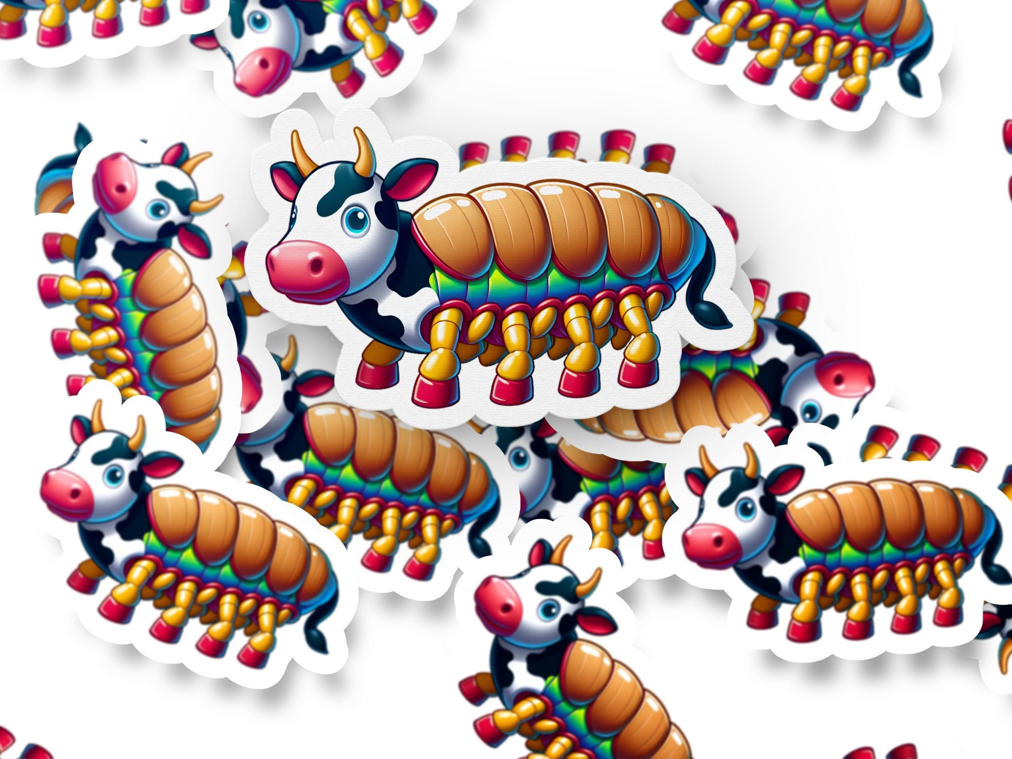 Cute Colorful Cow Roly Poly Hybrid, Crazy Cow T-shirt, Fun Family Tee ...