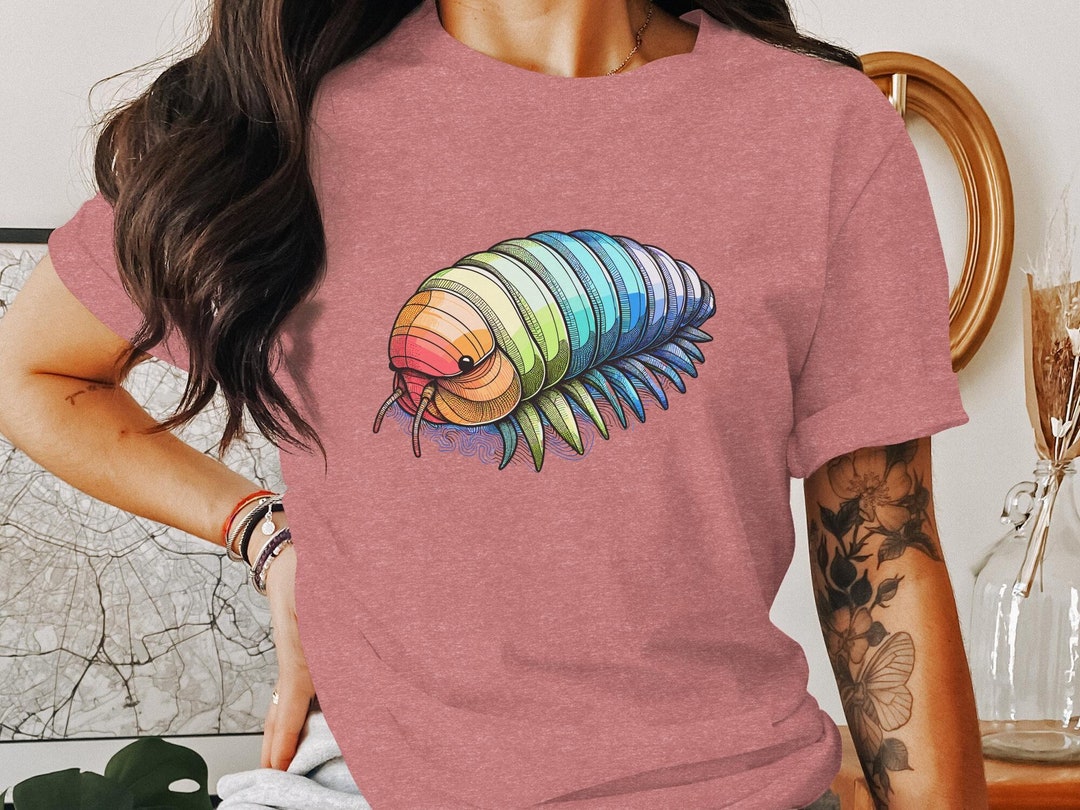 Rainbow Roly Poly Isopod, Colorful Isopod Art T-shirt, Nature-inspired ...