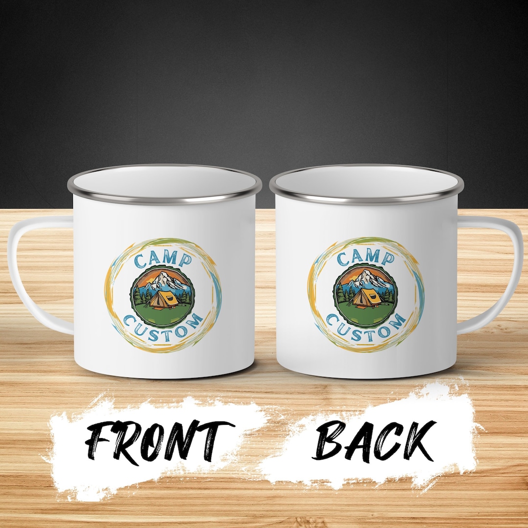 Custom Camping Mug, Ceramic Camper Coffee Cup, Mountain Campfire Design ...