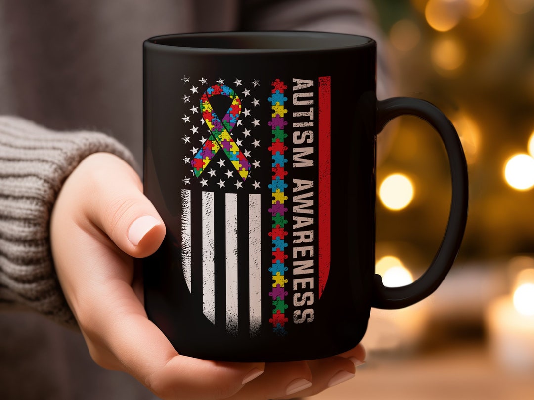 Autism Awareness Mug, Colorful Puzzle Pieces, Supportive Gift ...