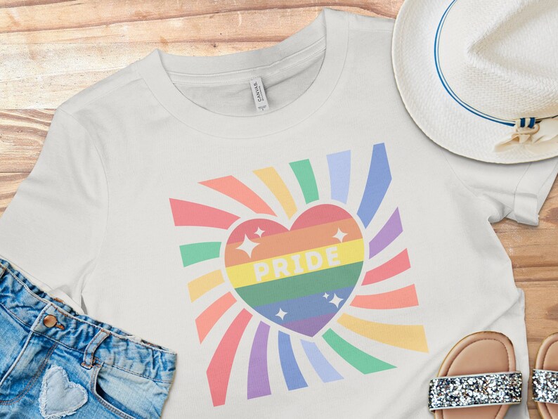 Pride Rainbow Heart T-shirt, LGBTQ Pride Month Gift, Celebrate ...