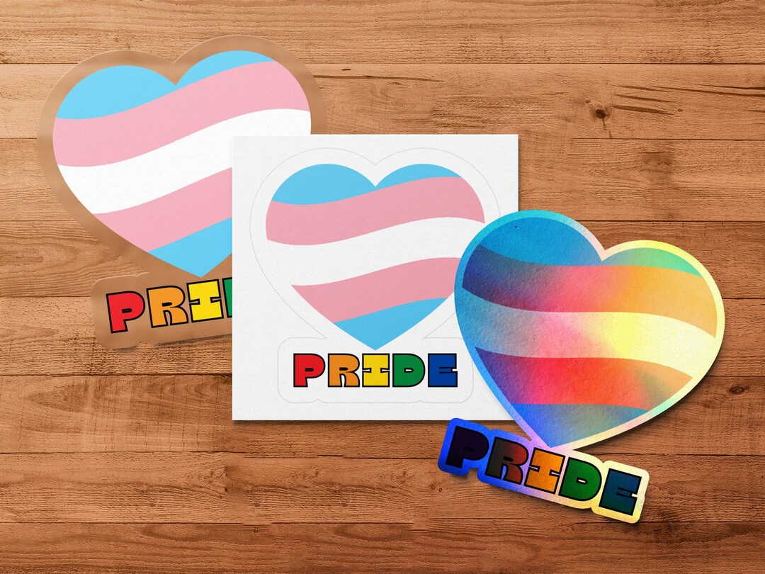 LGBTQ Pride Month Sticker, Transgender Flag Heart, LGBTQ Rainbow ...