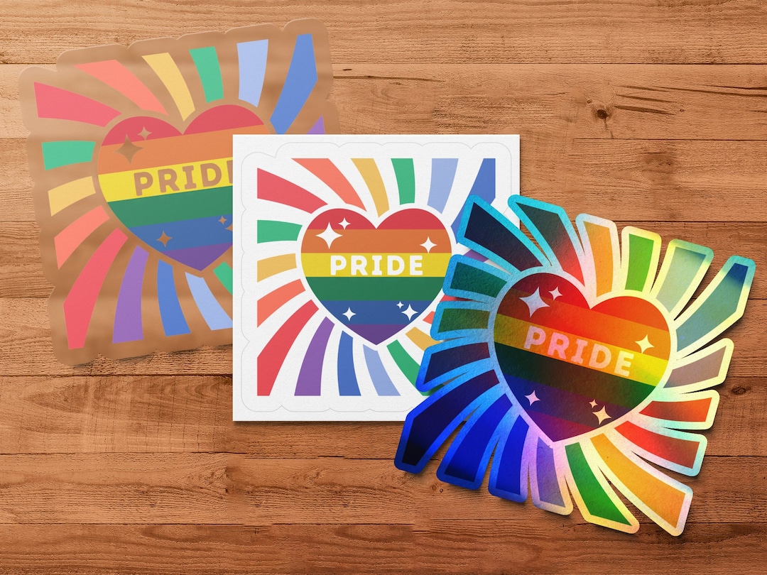 Pride Month Sticker, LGBTQ Rainbow Heart, Colorful Spiral Design, Gay ...