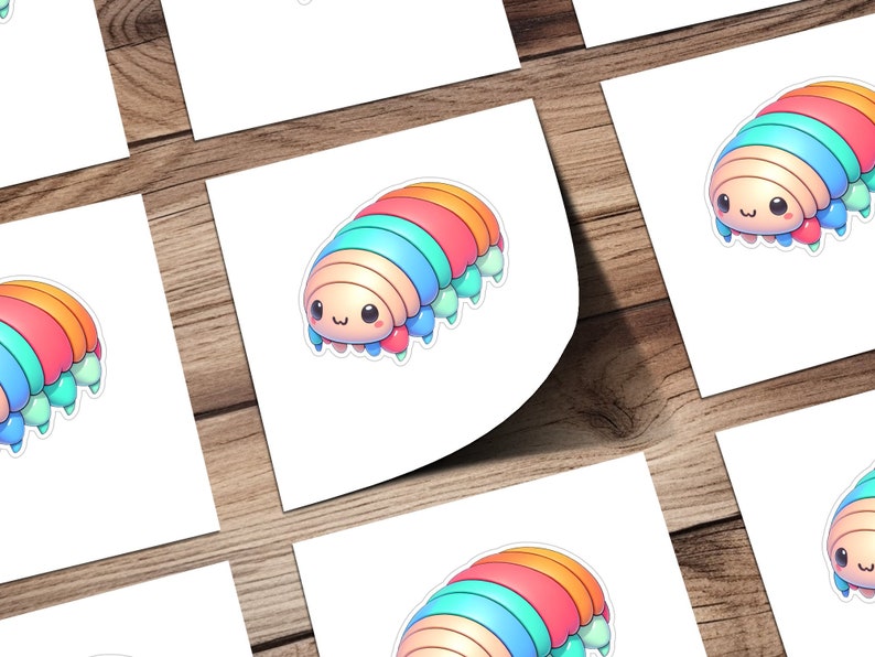 Cute Kawaii Roly Poly Isopod Sticker, Kids Rainbow Isopod T-shirt, Cute ...