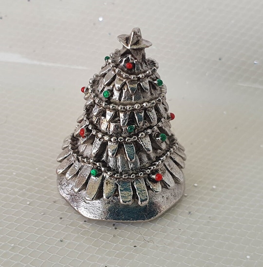 Adorable Metal Tree W/ Ornaments Miniature Pocket Charm Figurine ...