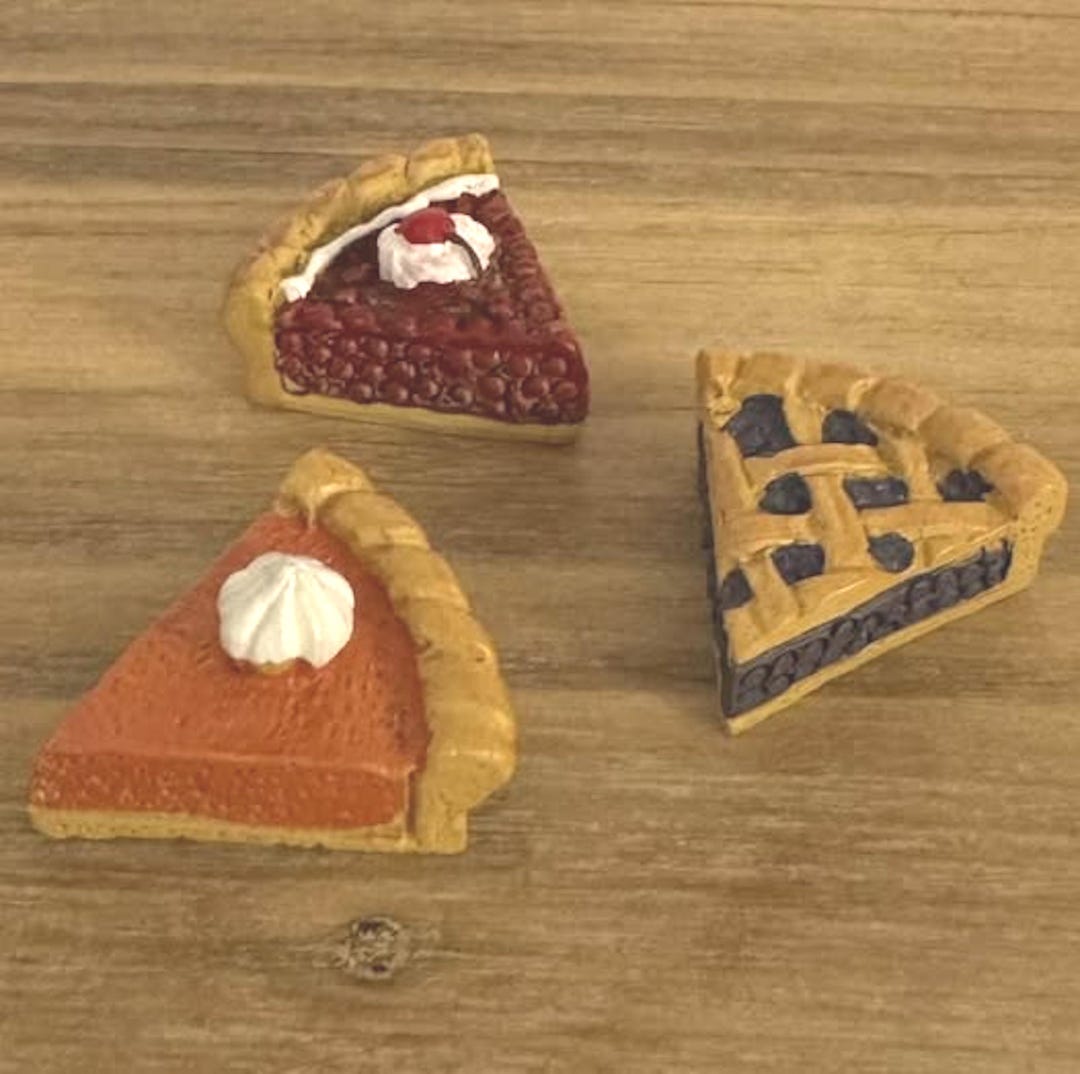 Resin Pumpkin, Blueberry, Cherry Mini Pie Slices Pocket Charm Figurines ...