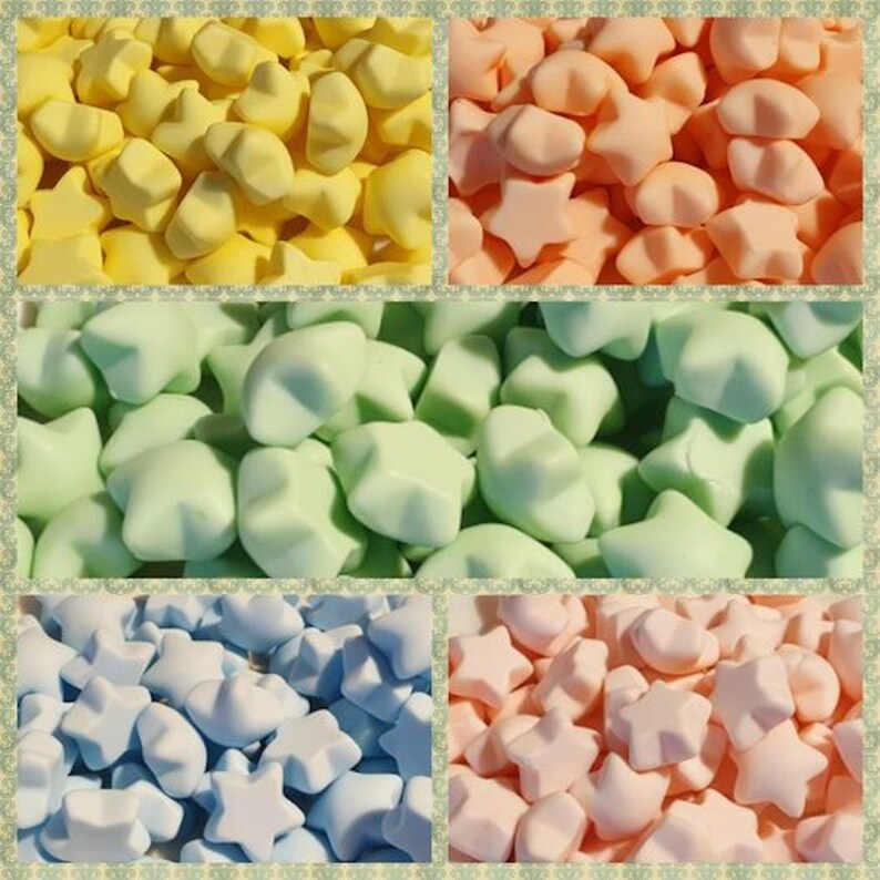 Light Blue Star Shaped Marshmallow Puff Flat Back Resin Charm Cabochons ...