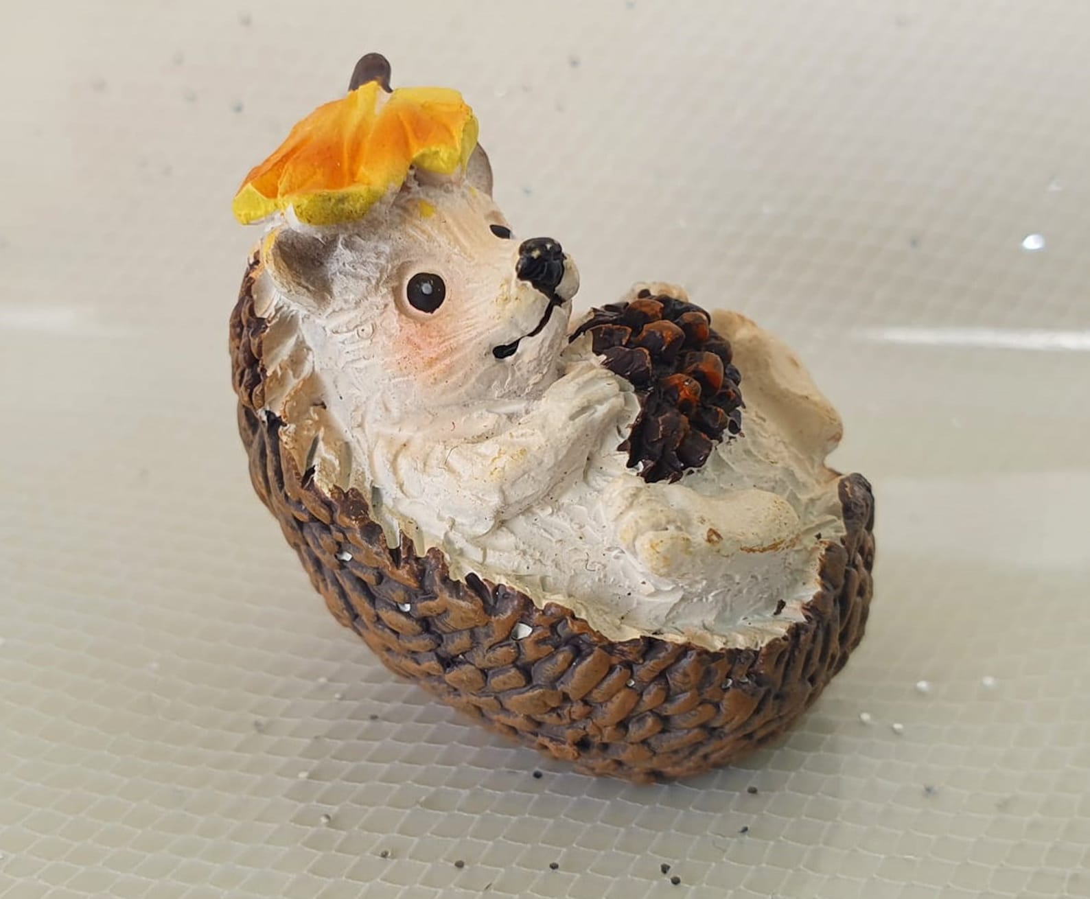 Adorable Resin Hedgehog W/ Pinecone and Leaf Miniature Pocket Charm ...