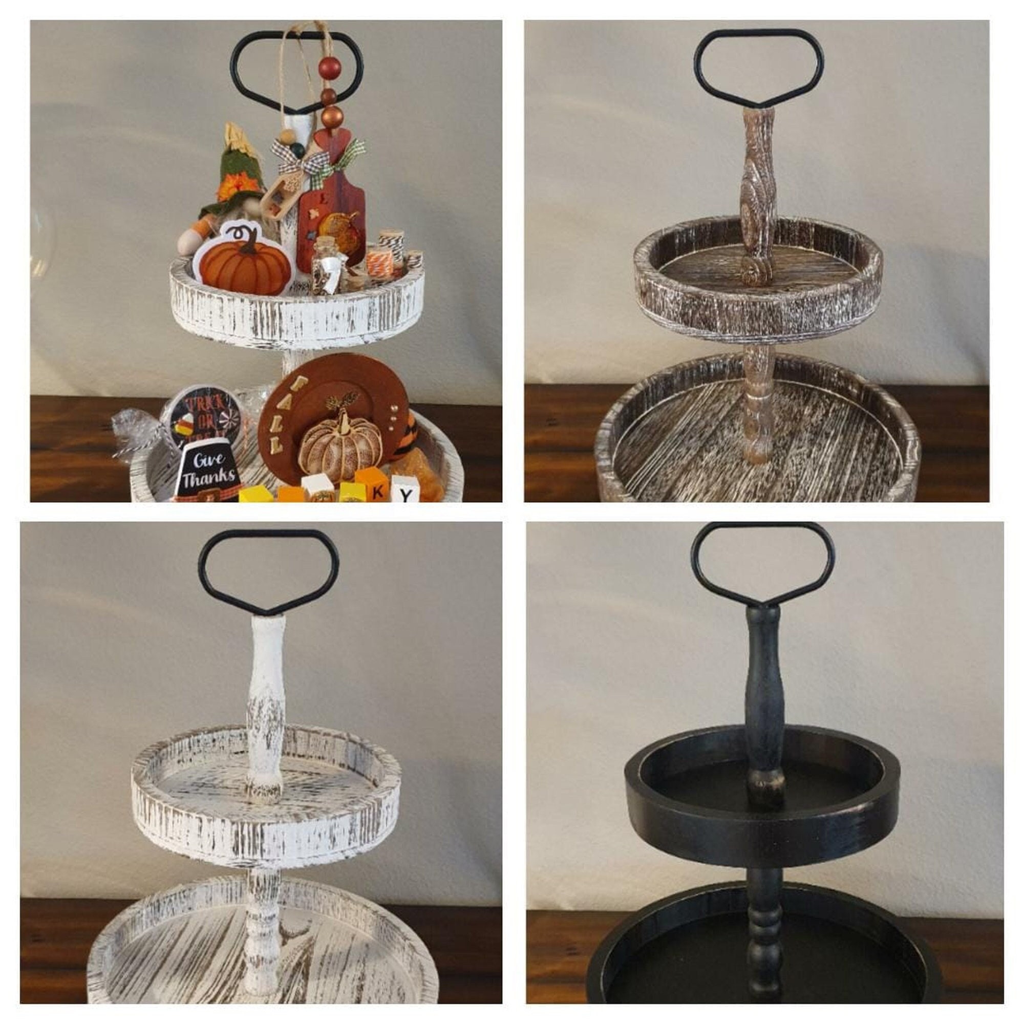 2 Tiered Beautiful Rustic Wooden Tiered Trays. Boho, Shabby Chic ...