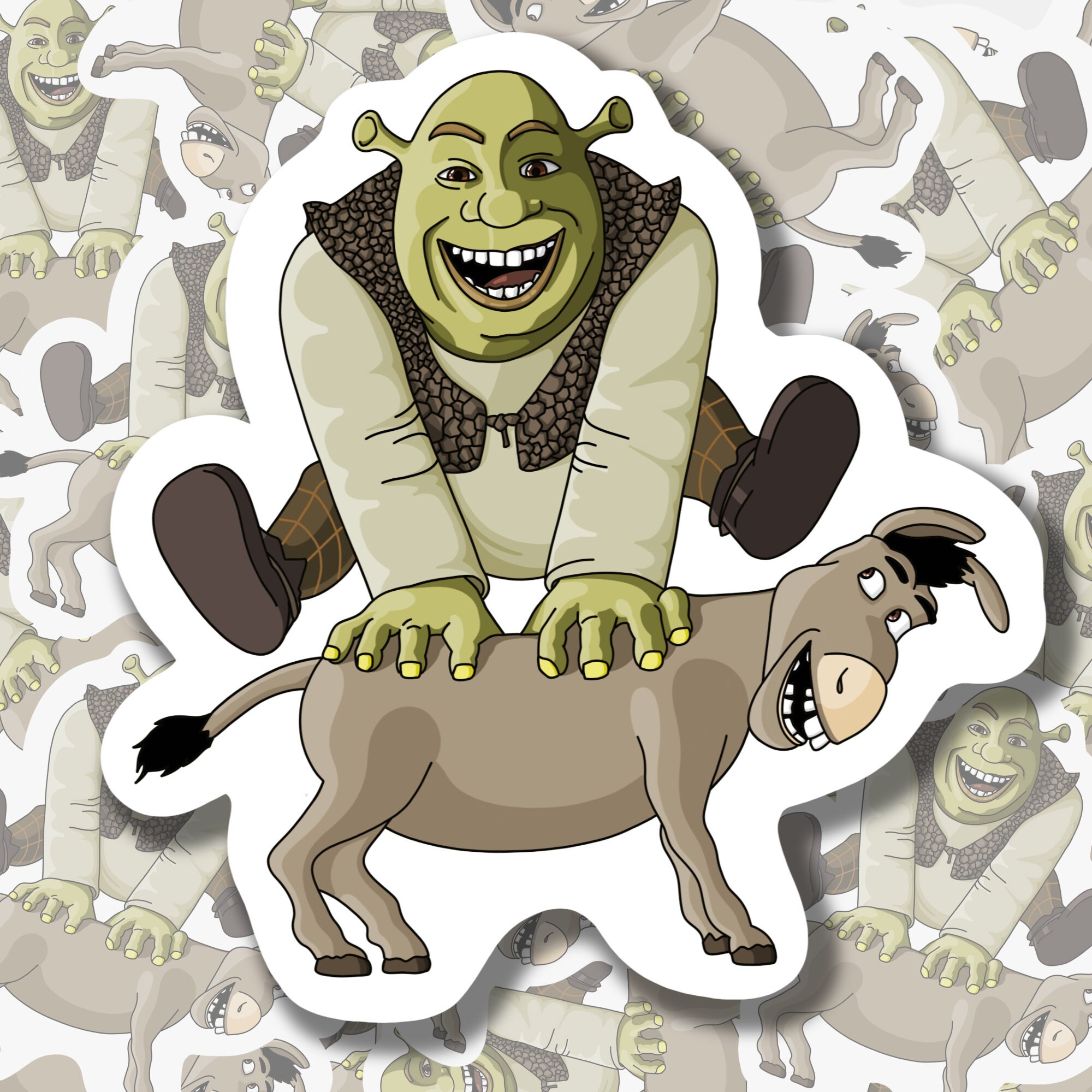 Shrek Inspired Sticker, Die Cut Decal, Hand-drawn Sticker, Fan Art ...