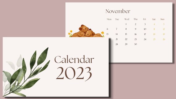 Printable 2023 Watercolor Calendar Horizontal Layout - Etsy