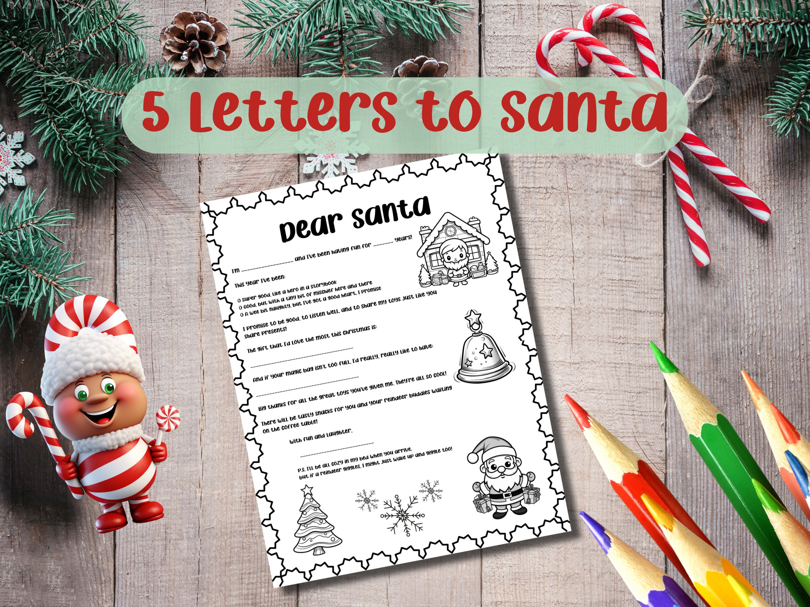 Five Magical Santa Letters for Kids: Personalize & Color Your - Etsy