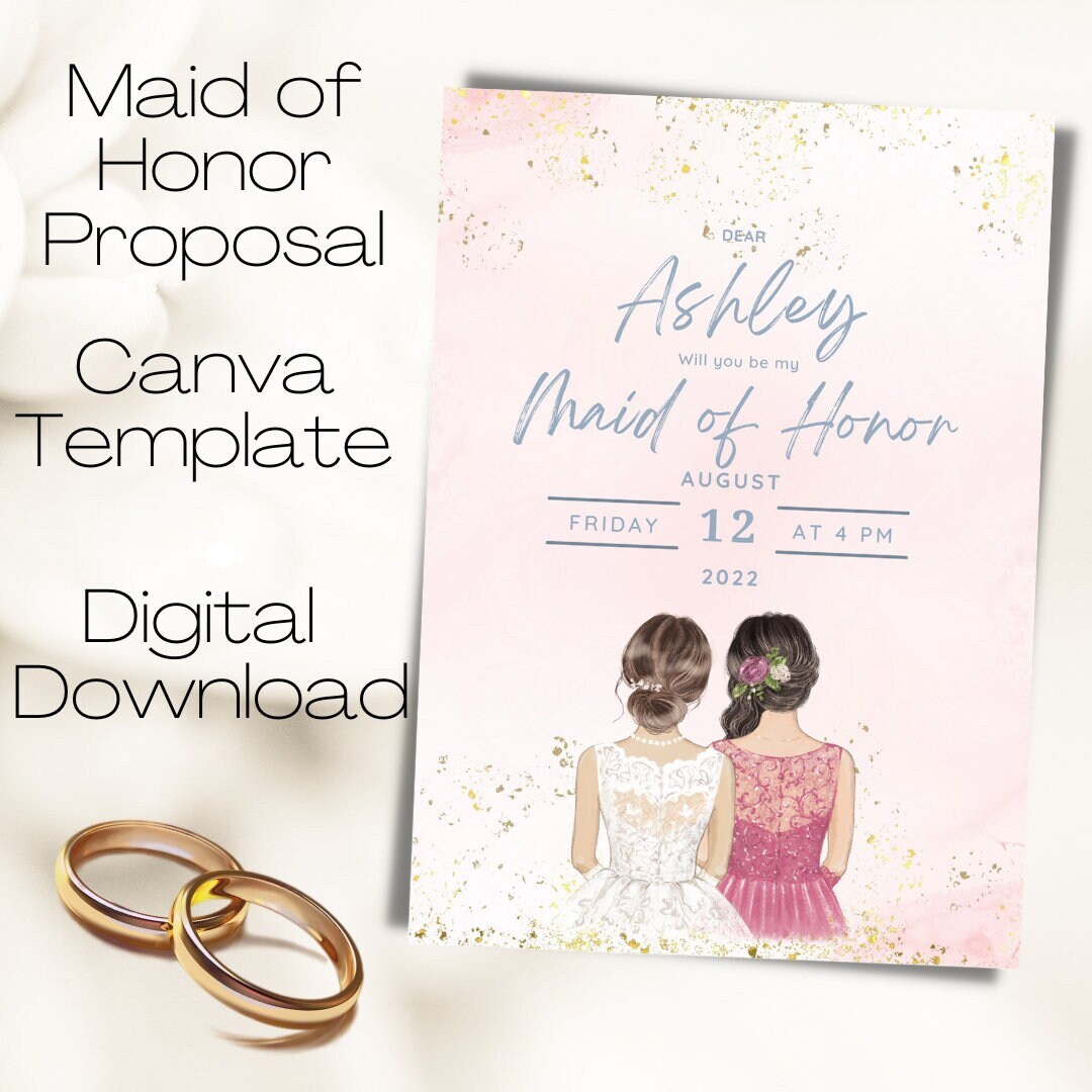 Editable Maid of Honor Proposal Card, Digital Electronic MOH Card, MOH Proposal Card Template - Etsy