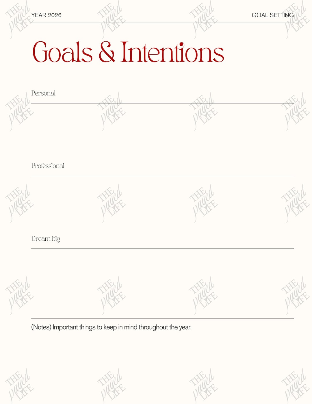 Goals&intentions Worksheet - Etsy