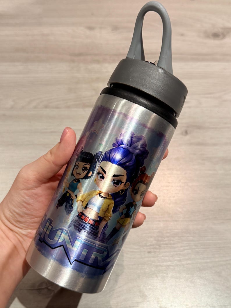 K-pop Demon Hunters Inspired Bottle - Light Blue Theme - Personalised ...