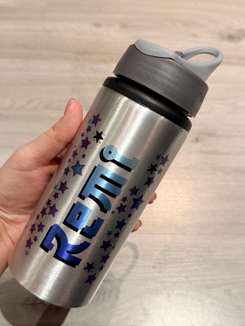 K-pop Demon Hunters Inspired Bottle - Light Blue Theme - Personalised ...