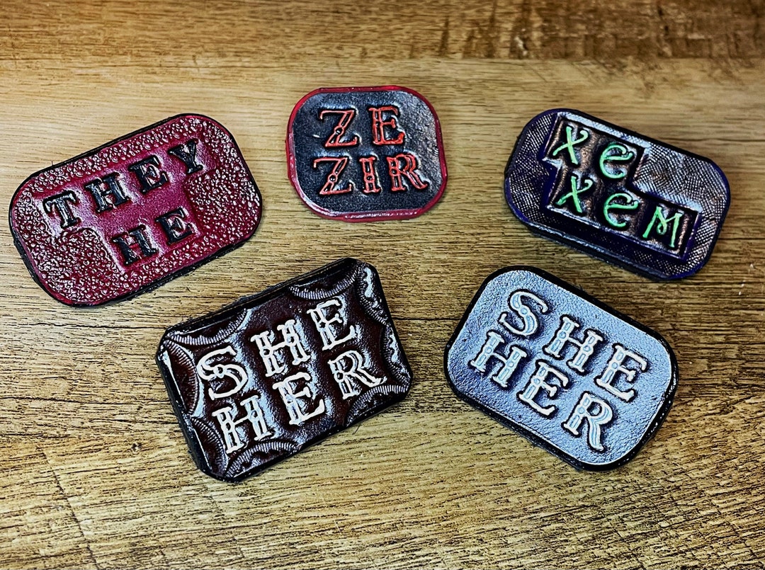 Custom Leather Pronoun Pins - Etsy
