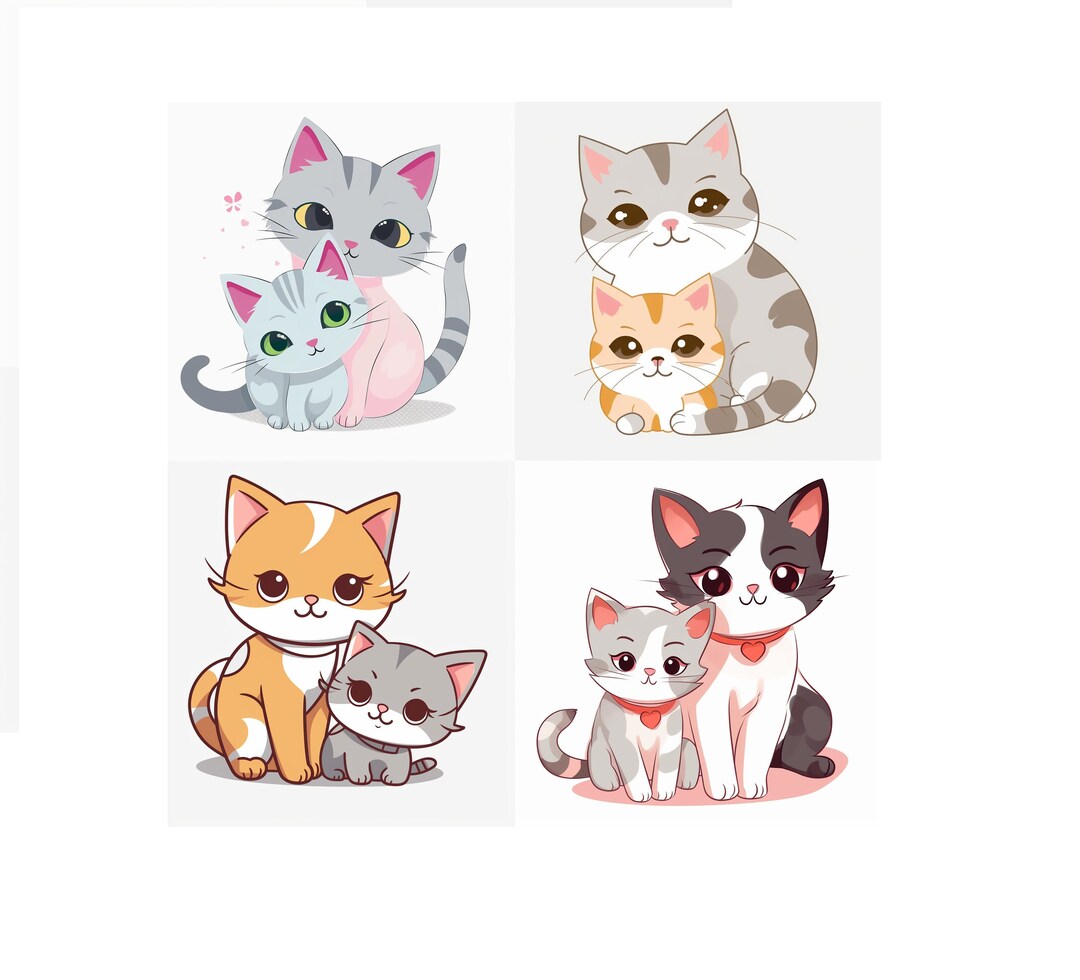 Cat and Kitten Clip Art, Cute Cats and Kittens, Kids Art, Stickers ...