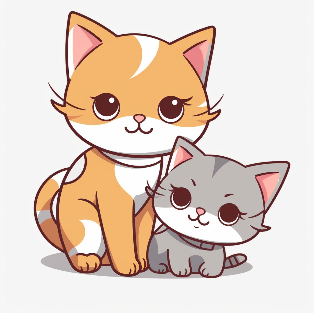 Cat and Kitten Clip Art, Cute Cats and Kittens, Kids Art, Stickers ...