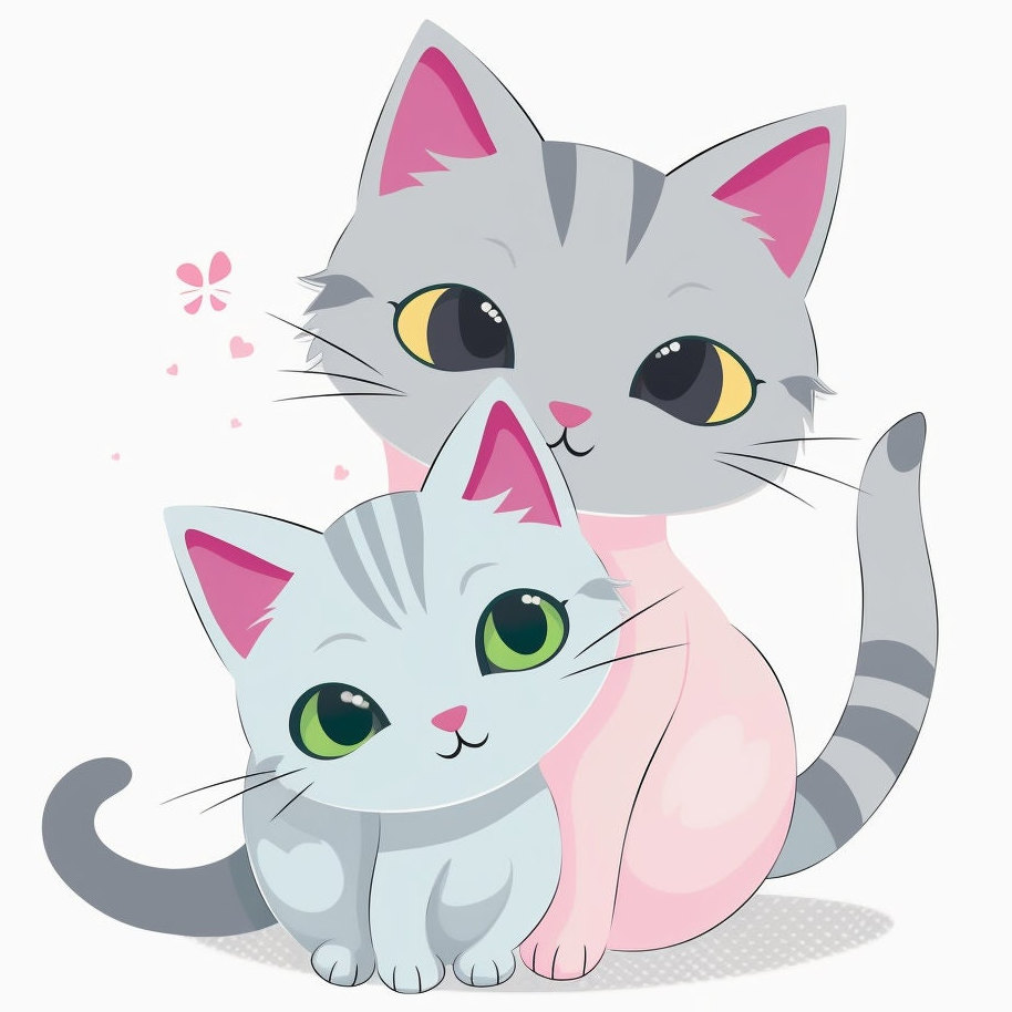 Cat and Kitten Clip Art, Cute Cats and Kittens, Kids Art, Stickers ...