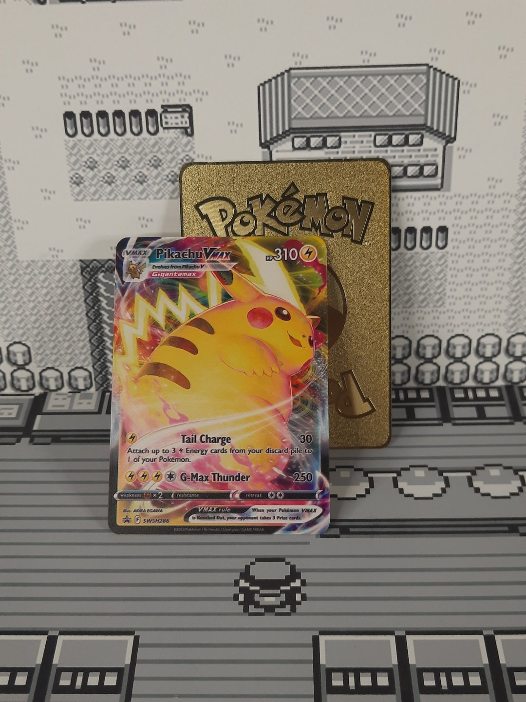 Pikachu VMAX SWSH286 Full Art Gold Metal Pokemon Card - Etsy