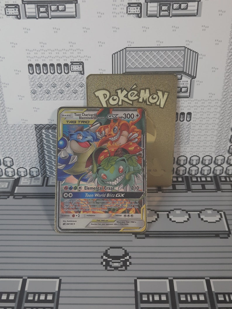 Toon Charizard, Blastoise & Venusaur GX Tag Team Trio Gold Metal Konami ...