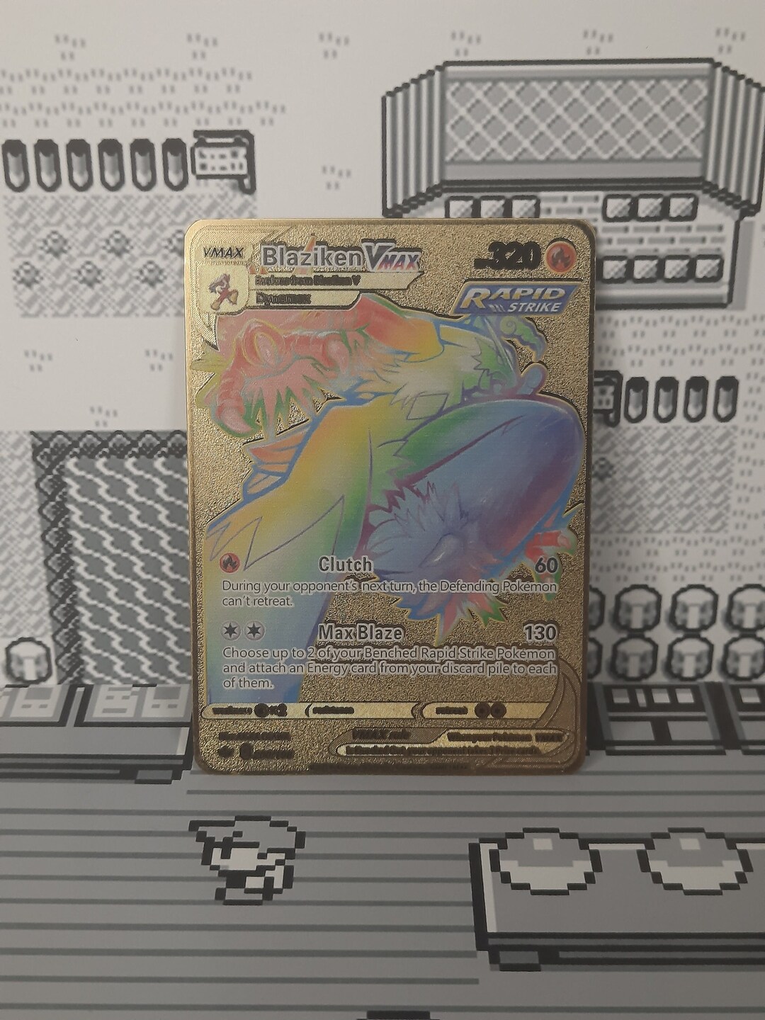 Blaziken VMAX Rainbow Gold Metal Pokemon Card - Etsy