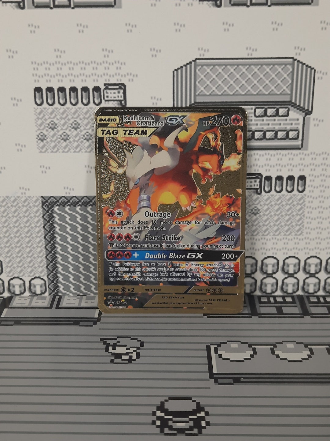 Reshiram & Charizard GX SM201 Gold Metal Pokemon Card - Etsy